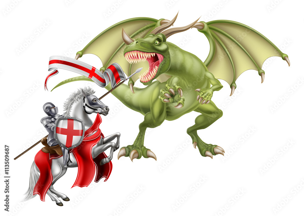 Saint George Fighting the Dragon Stock Vector | Adobe Stock