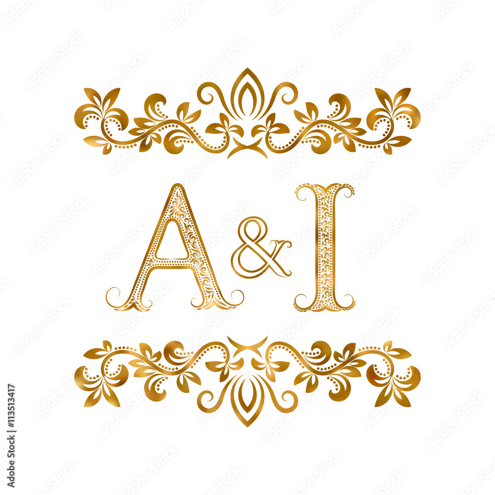 A&I vintage initials logo symbol. Letters A, I, ampersand surrounded ...