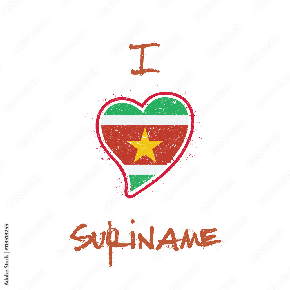 Surinamer flag patriotic t-shirt design. Heart shaped national flag ...