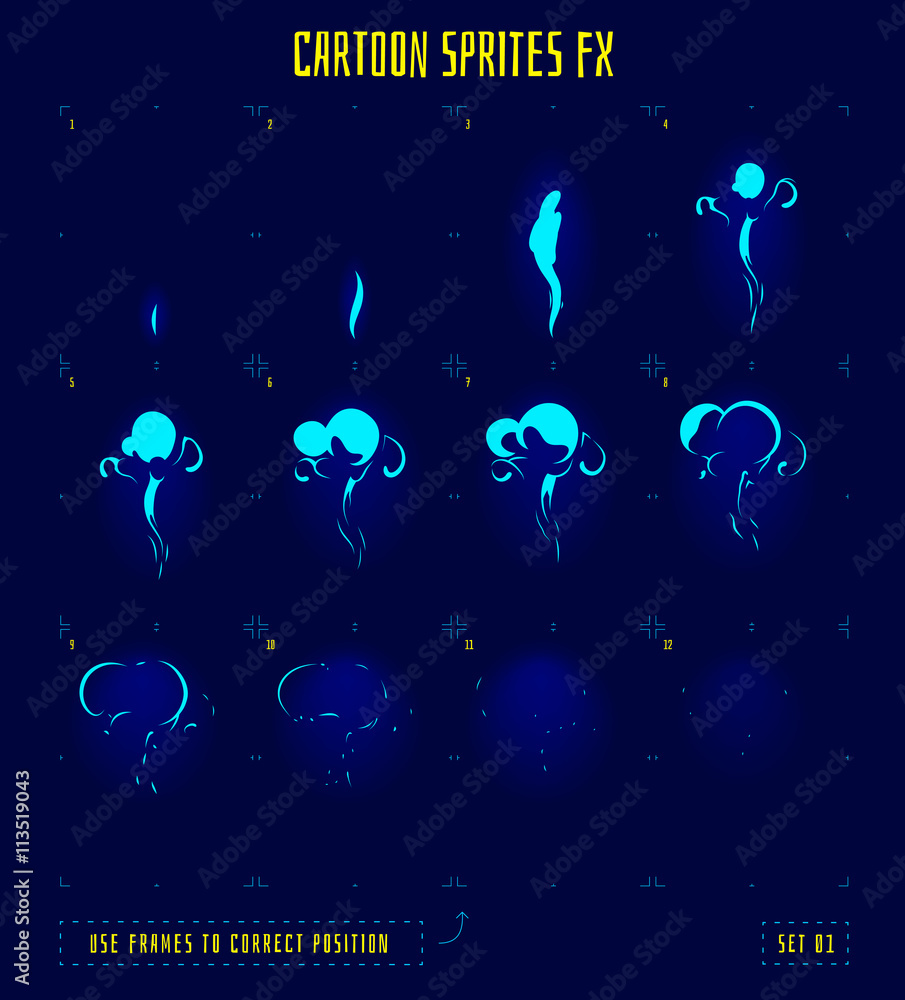Animation frames or smoke sprites Stock Vector | Adobe Stock