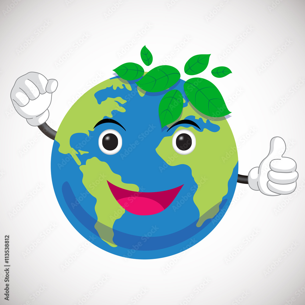 green earth cartoon character. earth mascot Stock Vector | Adobe Stock