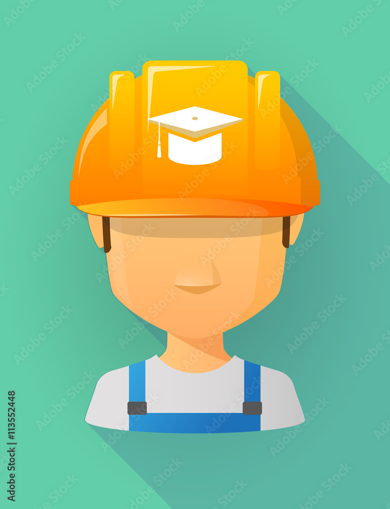 Worker male avatar wearing a safety helmet with a graduation cap Stock ...