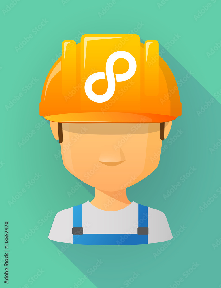 Worker male avatar wearing a safety helmet with an infinite sign vector ...