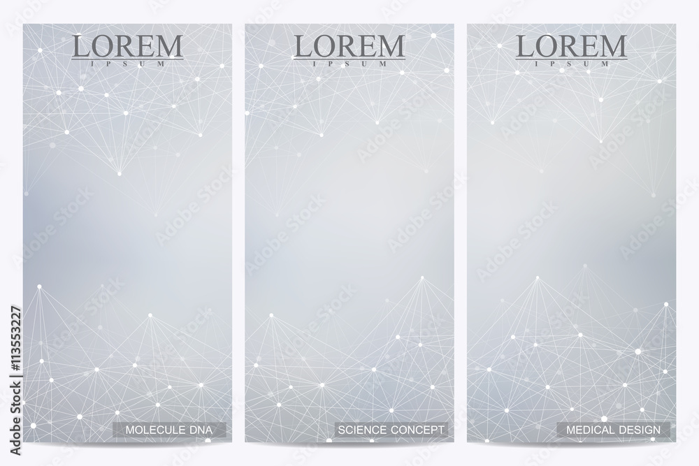 Set of modern vector flyers. Abstract background with molecule ...