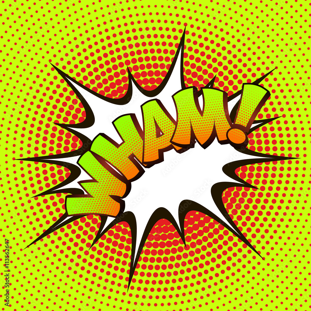 WHAM pop art on a background of halftone Stock Vector | Adobe Stock