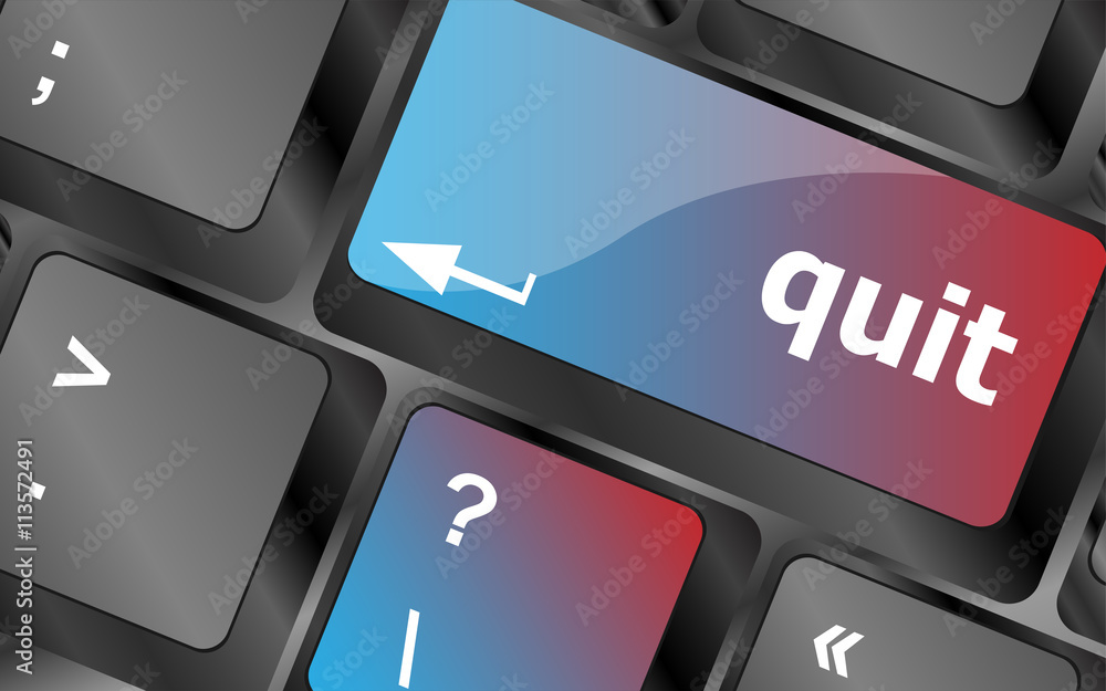 quit button on black internet computer keyboard . keyboard keys. vector ...