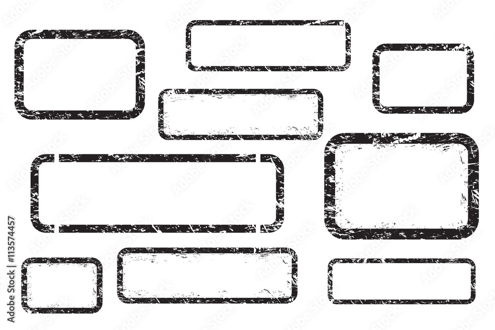 Set of empty grunge stamp, graphic design elements, black isolated on ...