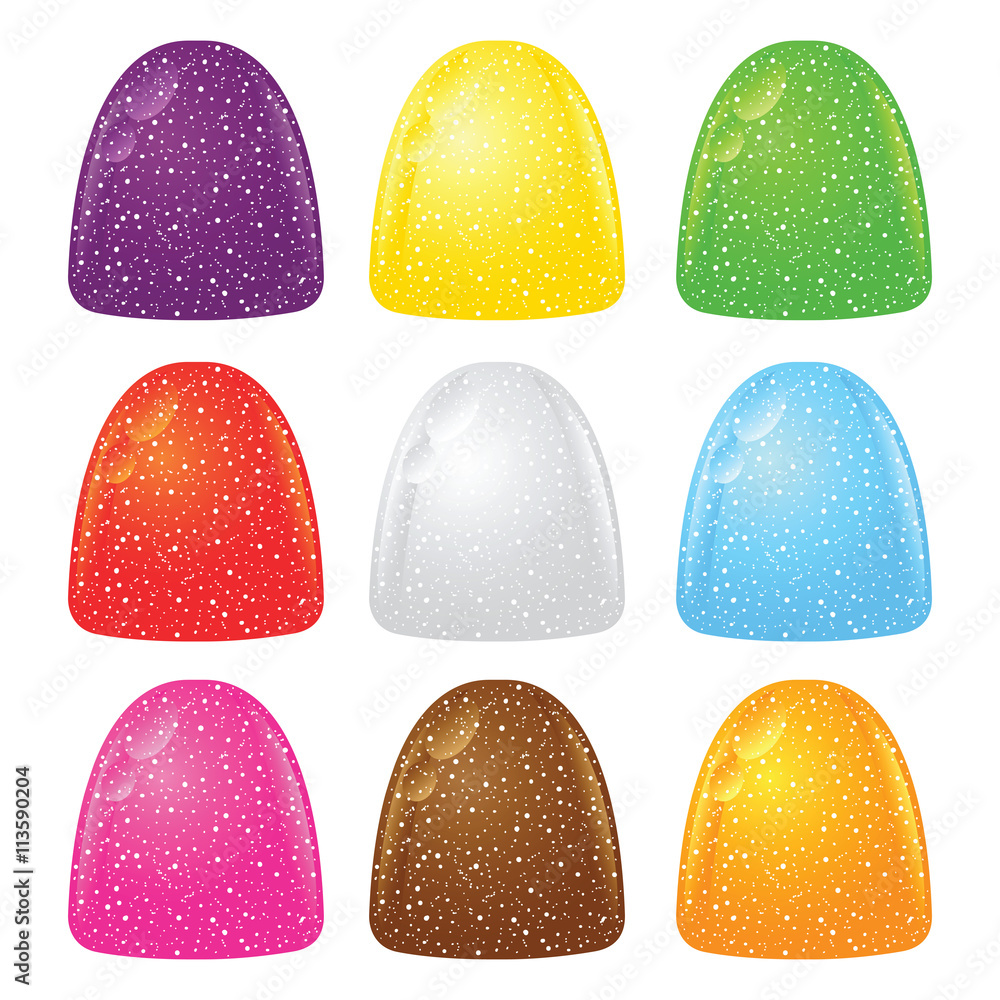 Colorful Gumdrops Soft Jelly Candy Covered With Sugar Stock Vector ...