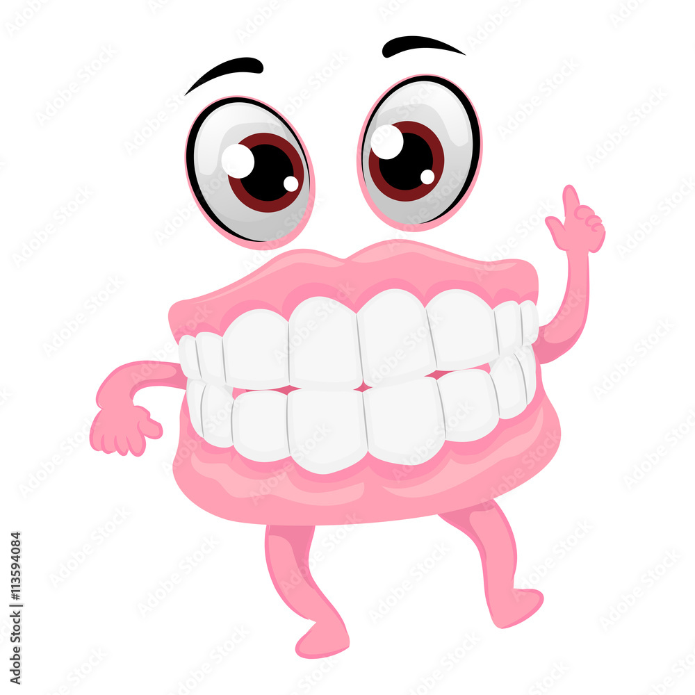 Vector Illustration of Dentures Mascot Stock Vector | Adobe Stock