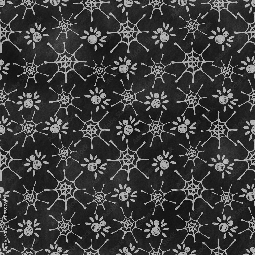 Hand drawn background with insects, symmetrical background with spiders ...