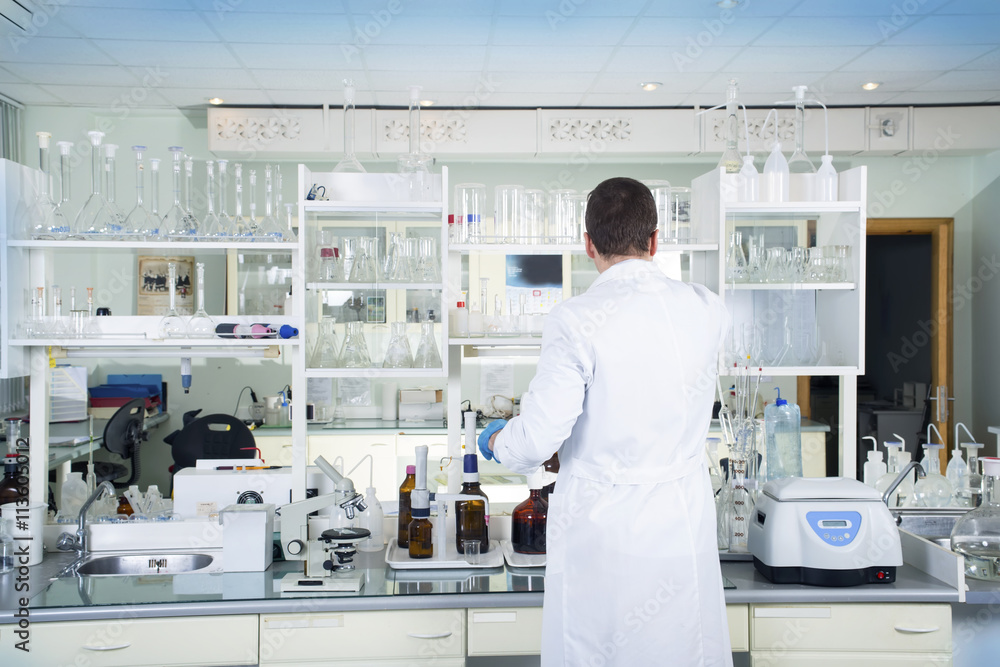 Clean modern white medical or chemical laboratory background ...