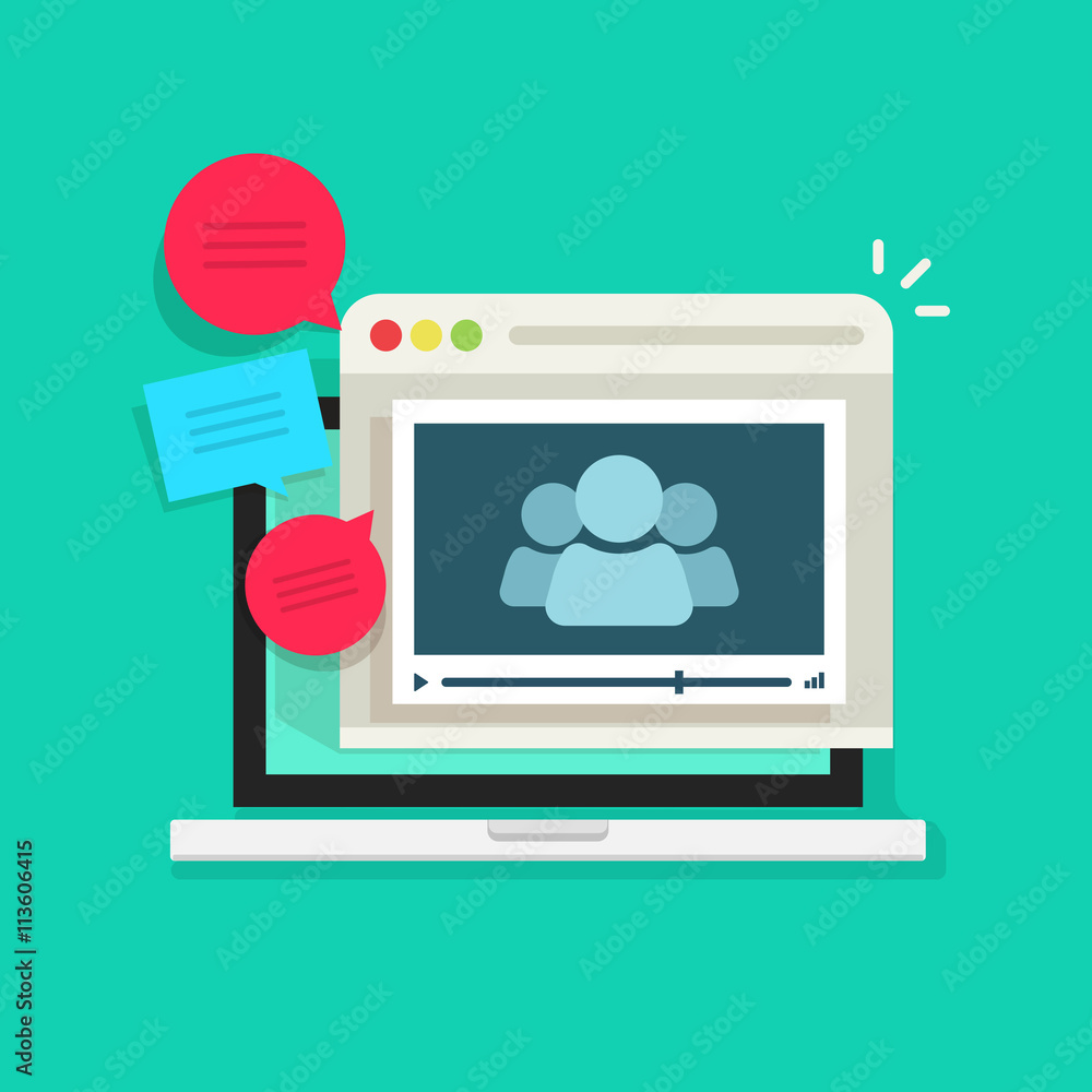 Online video conference vector icon isolated, abstract group of people ...