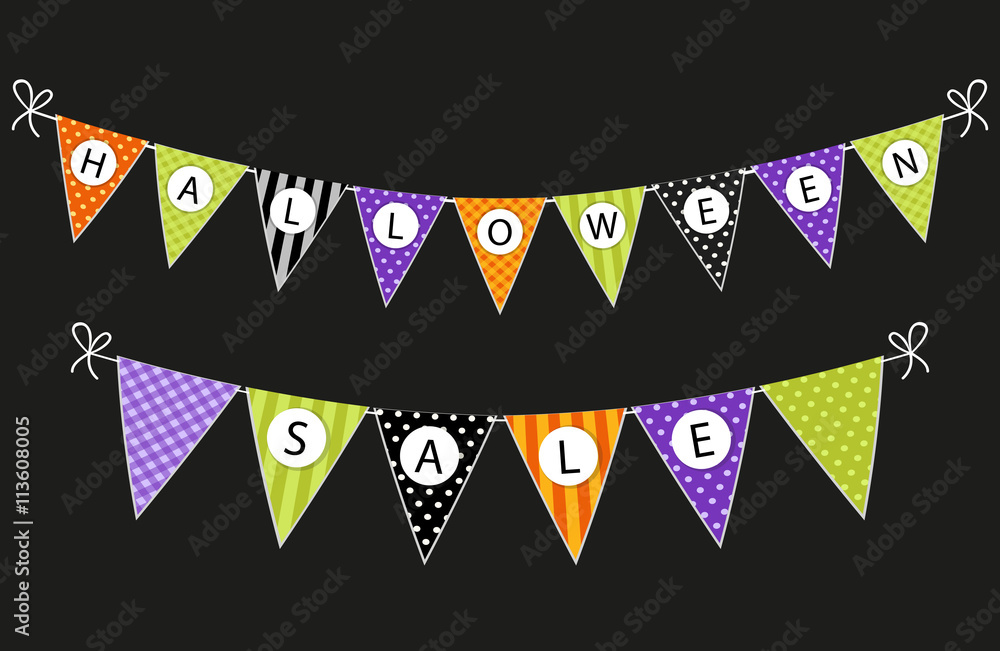 Cute halloween bunting flags with letters in traditional colors for ...