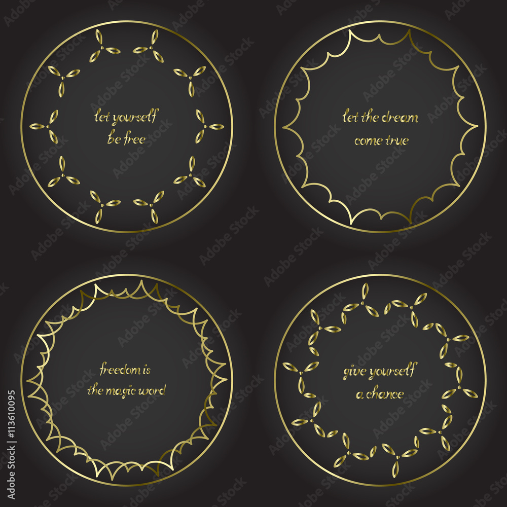 Round decorative frames set. Collection of circle design templates ...
