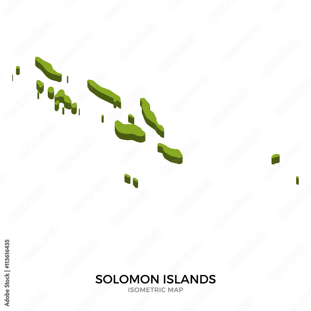 Isometric map of Solomon Islands detailed vector illustration Stock ...