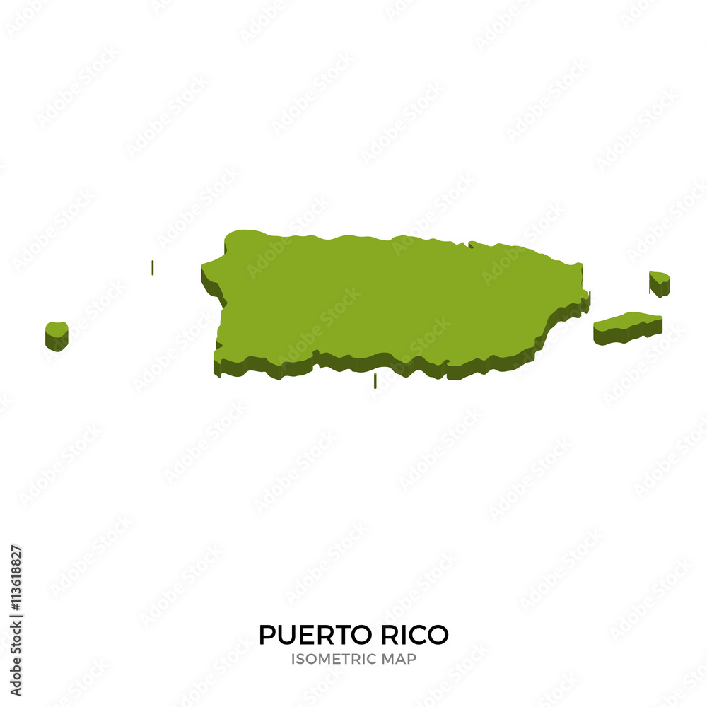 Isometric map of Puerto Rico detailed vector illustration Stock Vector ...