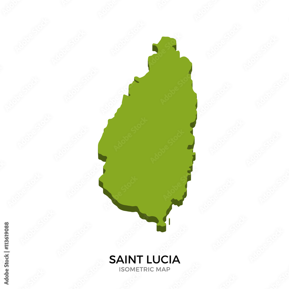 Isometric map of Saint Lucia detailed vector illustration Stock Vector ...