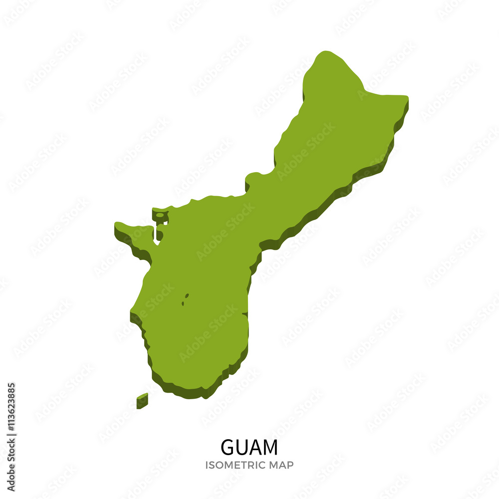 Isometric map of Guam detailed vector illustration Stock Vector | Adobe ...