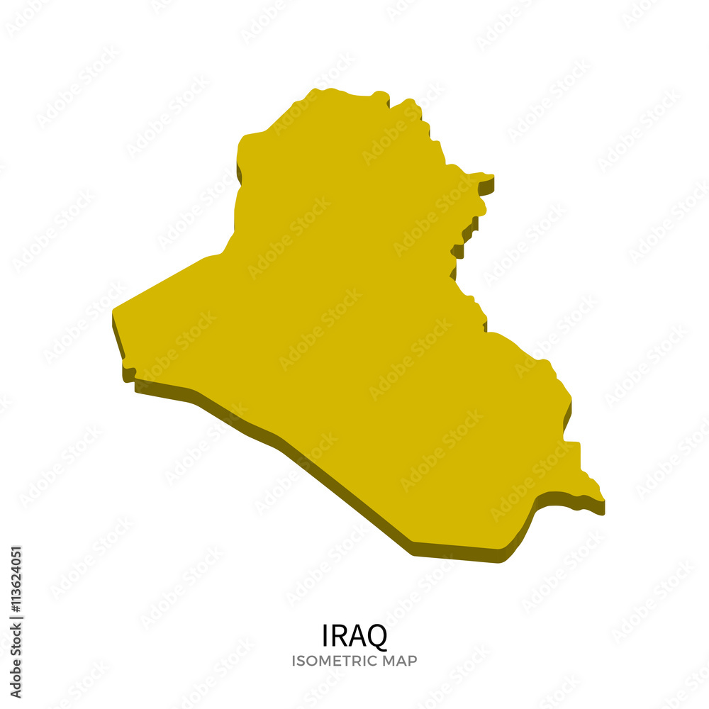 Isometric map of Iraq detailed vector illustration Stock Vector | Adobe ...