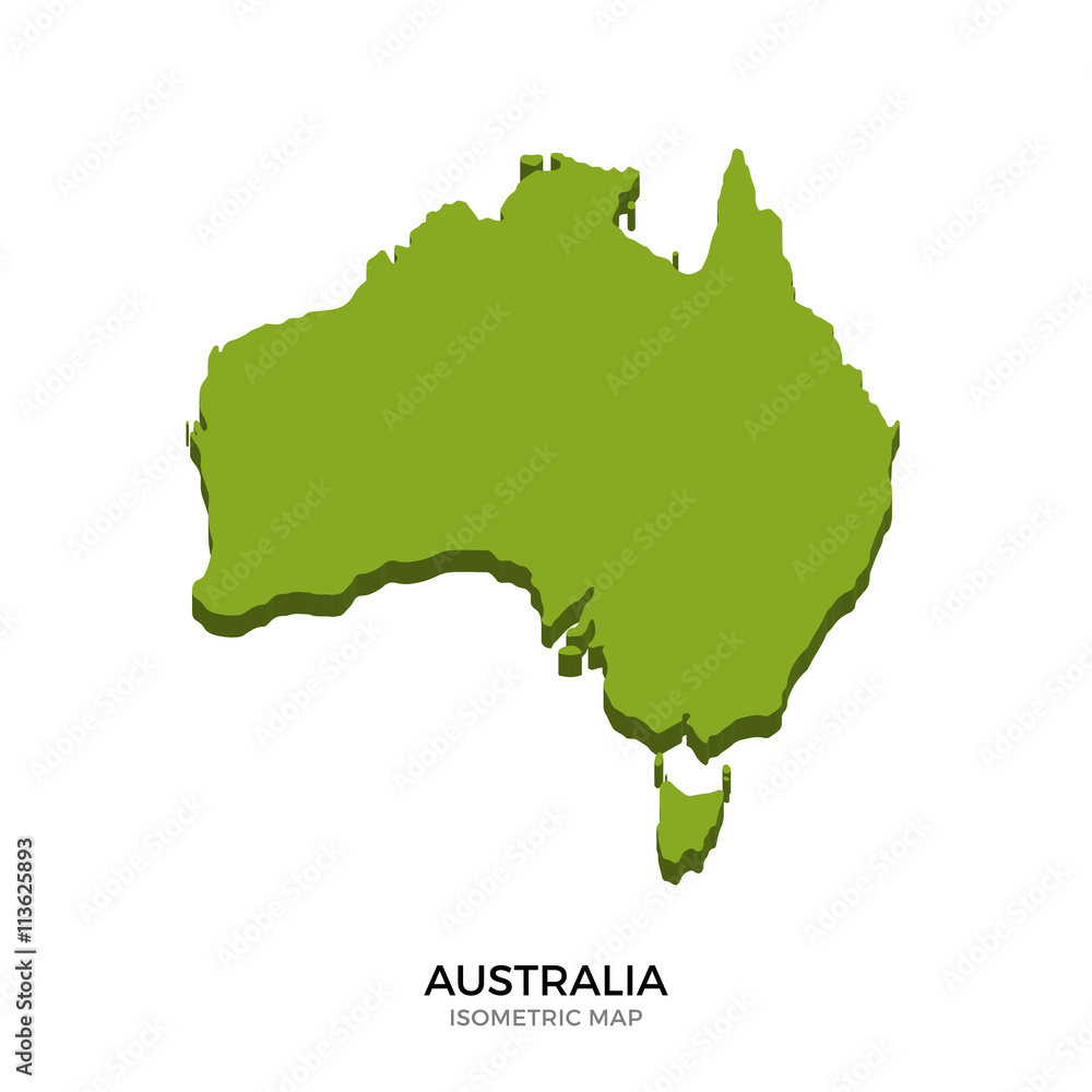 Isometric map of Australia detailed vector illustration Stock Vector ...
