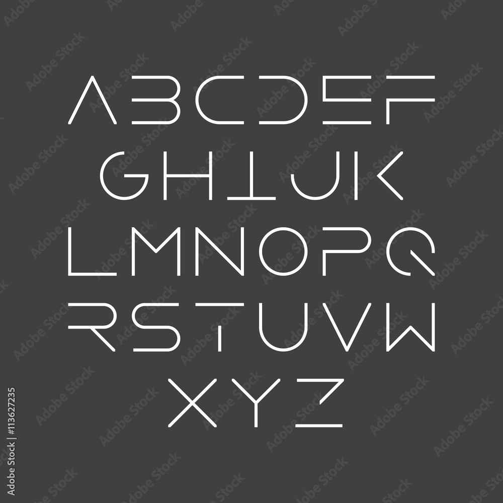 Thin line style, linear uppercase modern font, typeface, minimalist ...