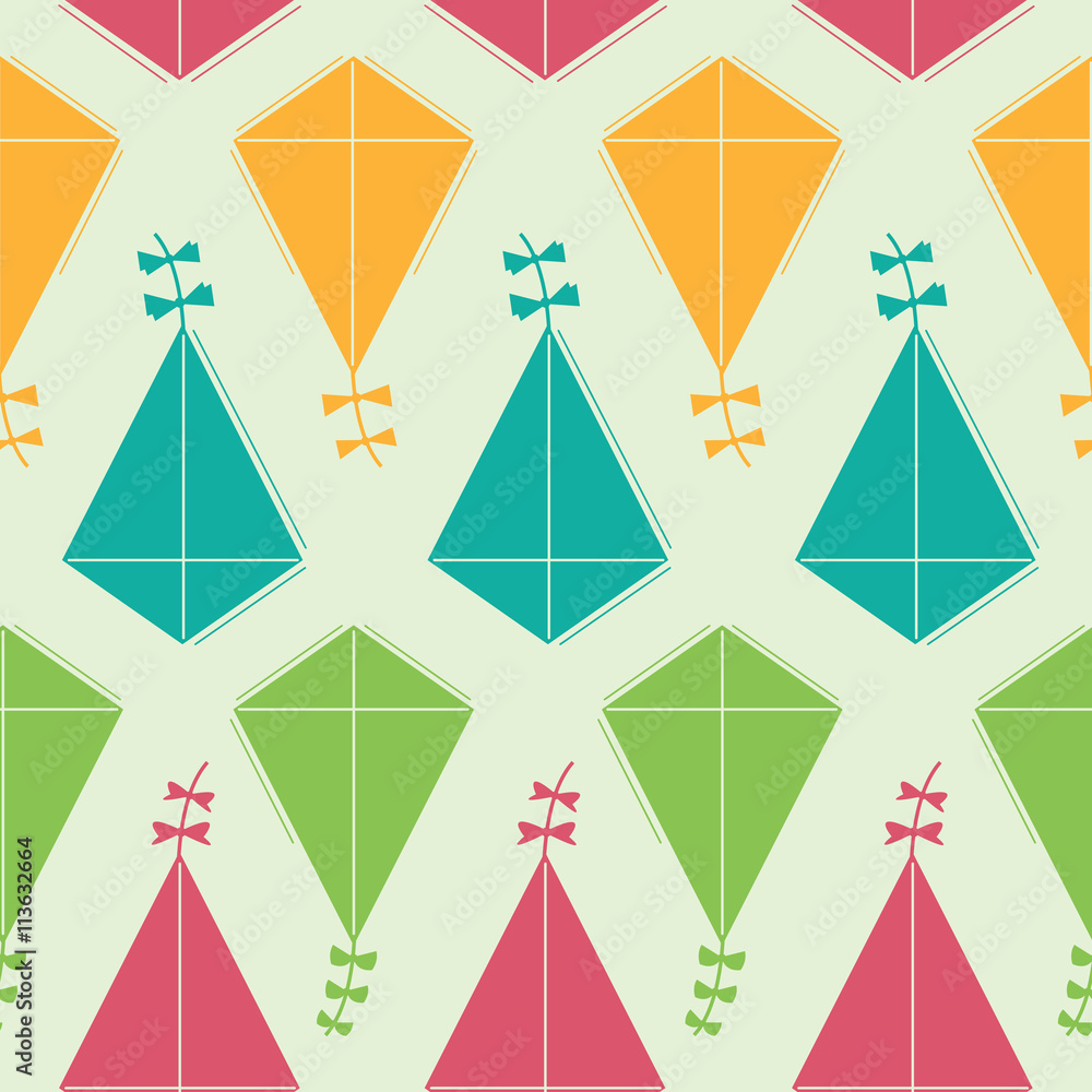 Colorful kite vector seamless pattern Stock Vector | Adobe Stock