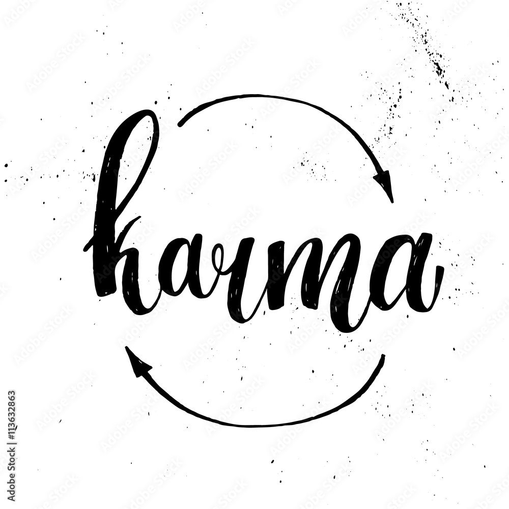 Hand lettering illustration - karma. Vector Stock Vector | Adobe Stock