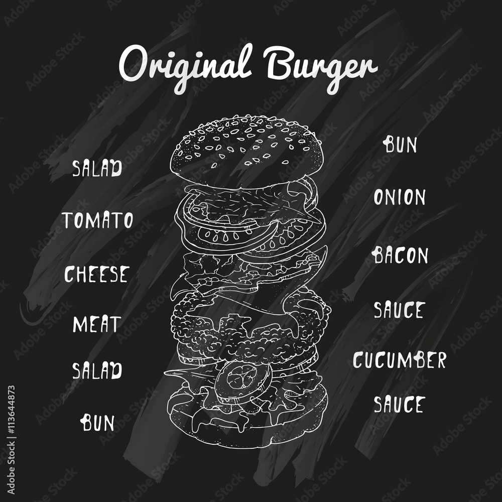 Original burger. Recipe for a good burger. Ingredients. Restaurant ...