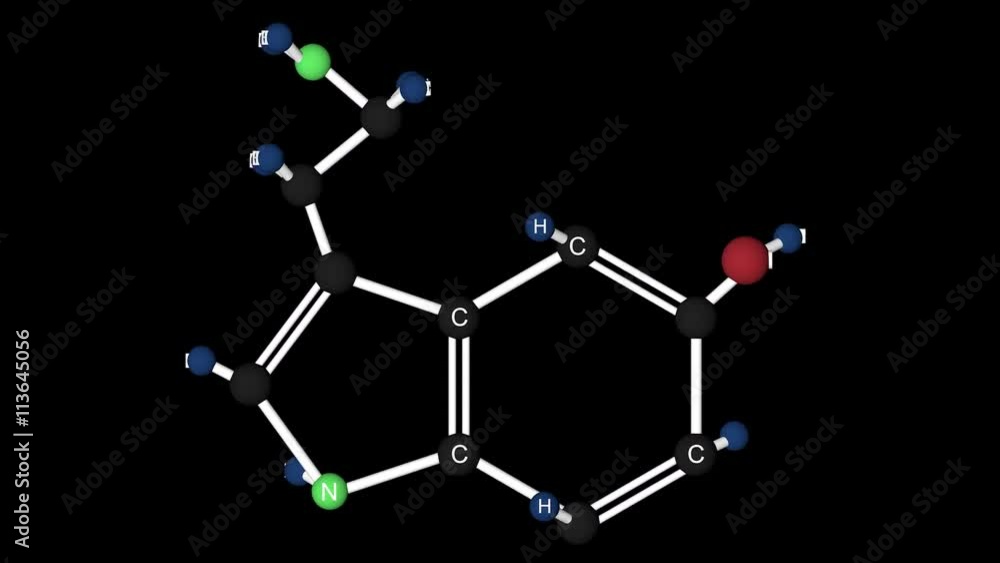 Serotonin molecule structure. Molecular structure of serotonin. 3D ...