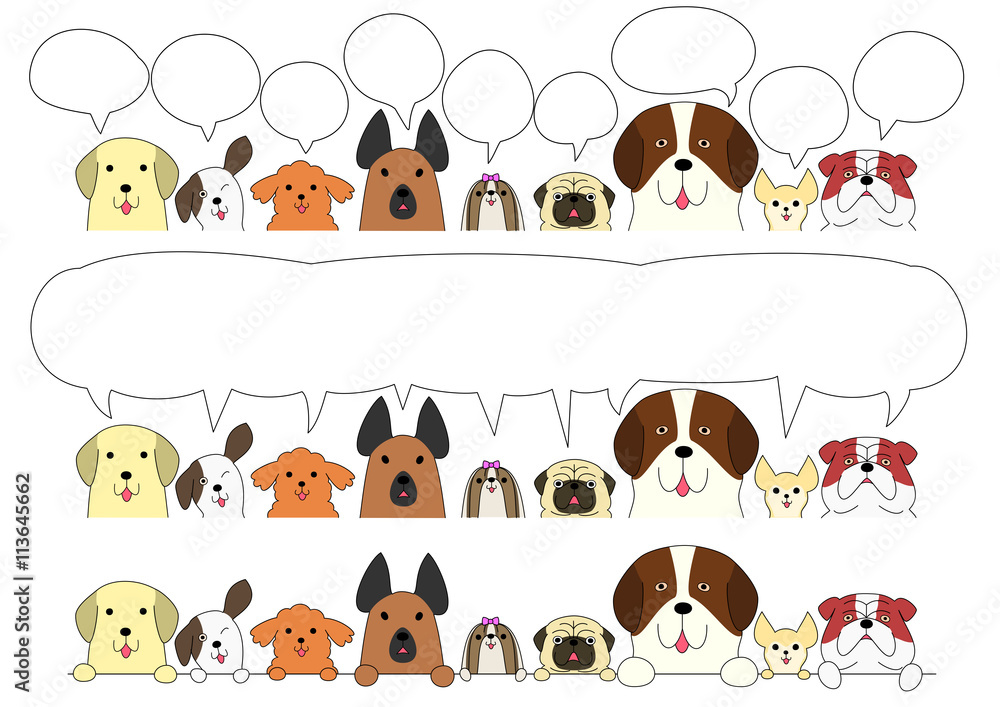 Cute dogs border set Stock Vector | Adobe Stock