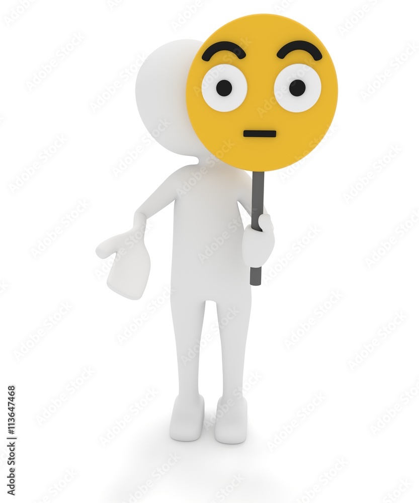 Männchen mit Emoticon Erstaunt Stock Illustration | Adobe Stock