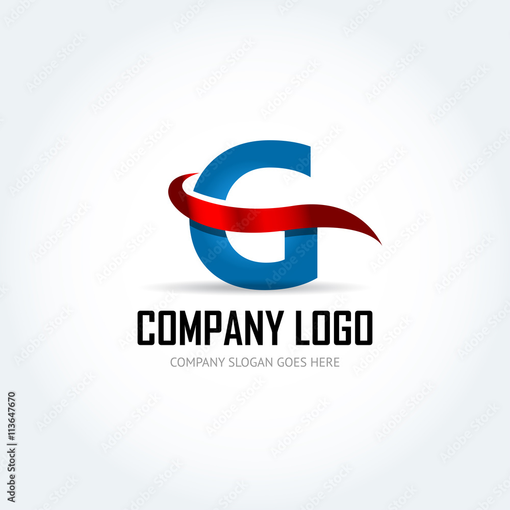 Blue Letter G with red ribbon logo icon design template elements ...