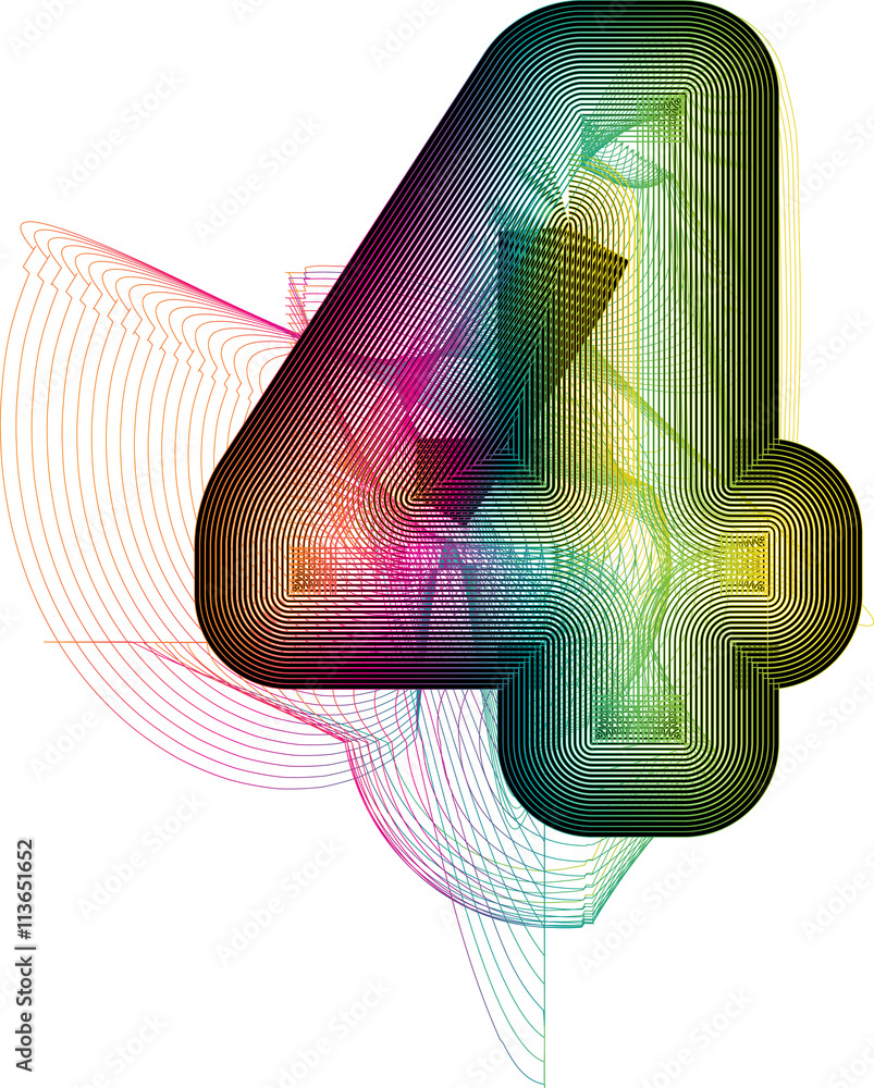 Abstract Colorful Number 4 Stock Vector | Adobe Stock