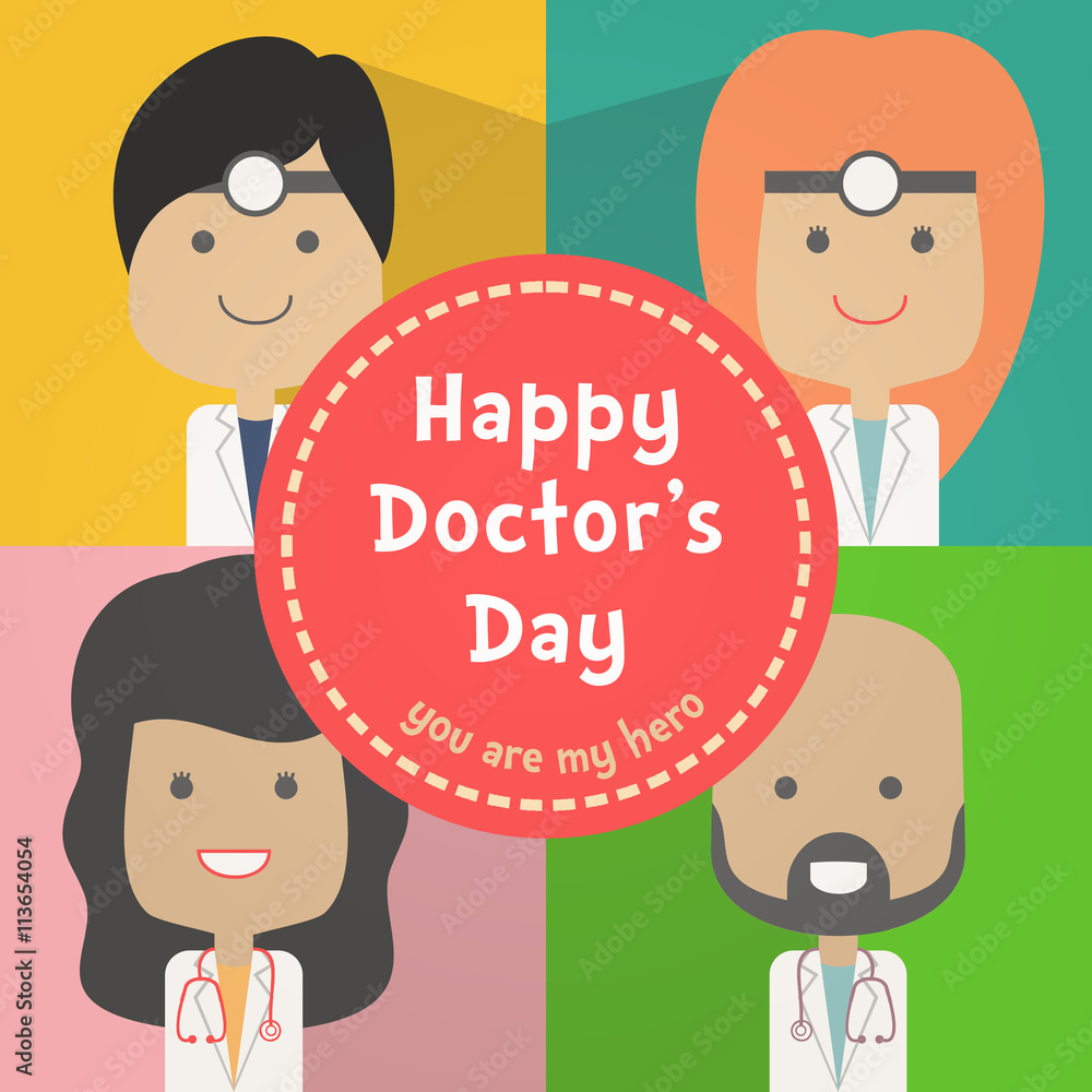 Happy Doctors Day Flat Card Stock Vector | Adobe Stock