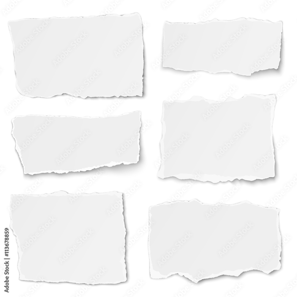 Set of paper different shapes tears isolated on white background Stock ...