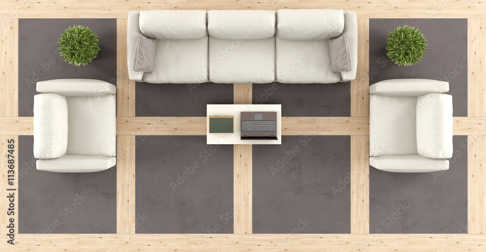 Top view of a modern living room Stock Illustration | Adobe Stock