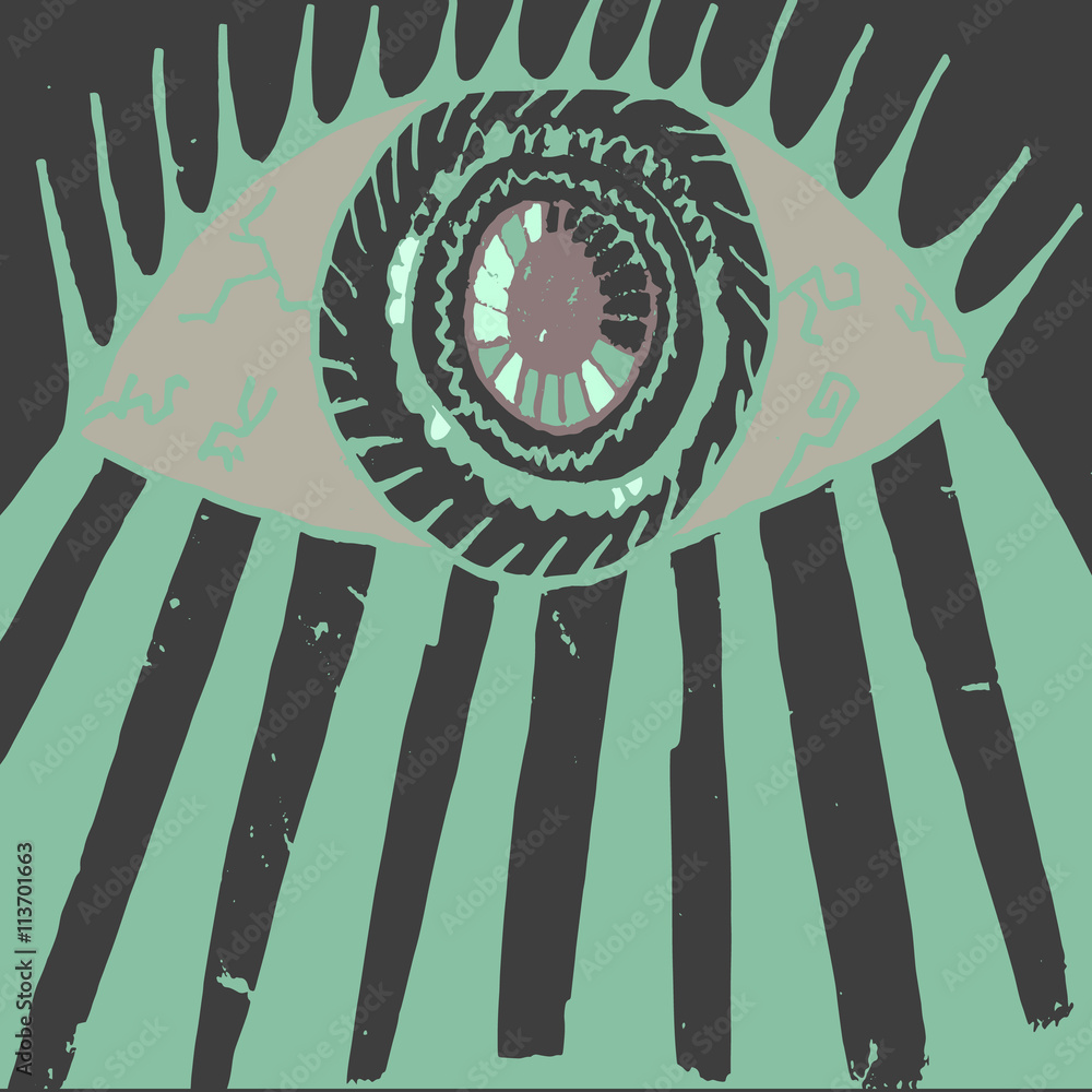 Vector illustration of human eye in vintage engraved style Isolated ...