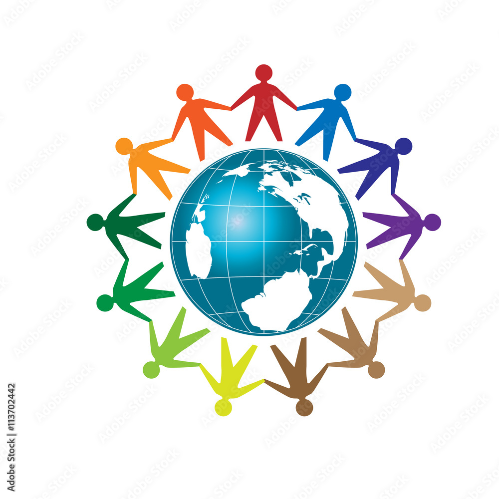 people unity with Earth globe Template logo - community logo Stock ...