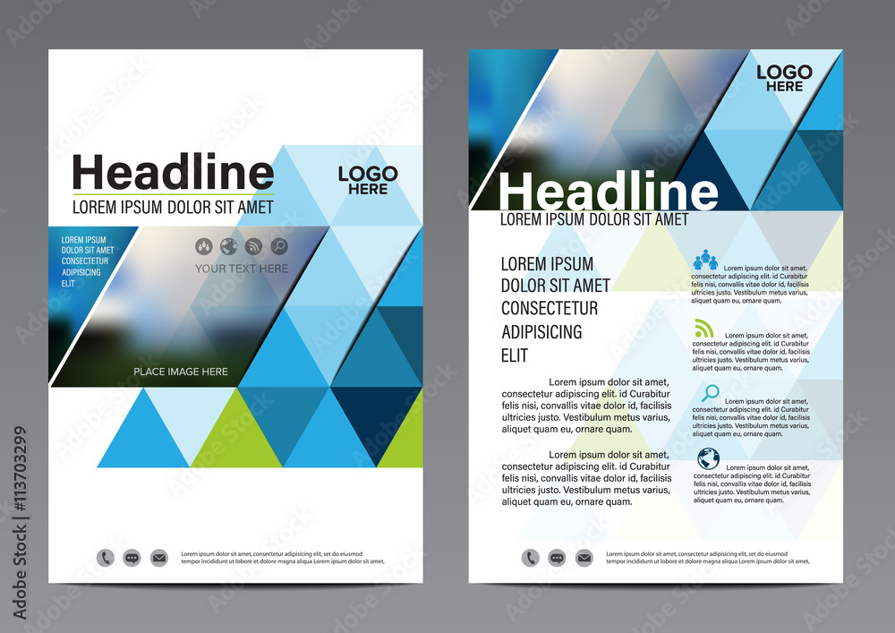 Blue Triangle pattern. Brochure Annual Report Flyer design template ...