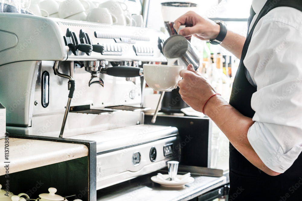 barista making coffee Stock Photo | Adobe Stock