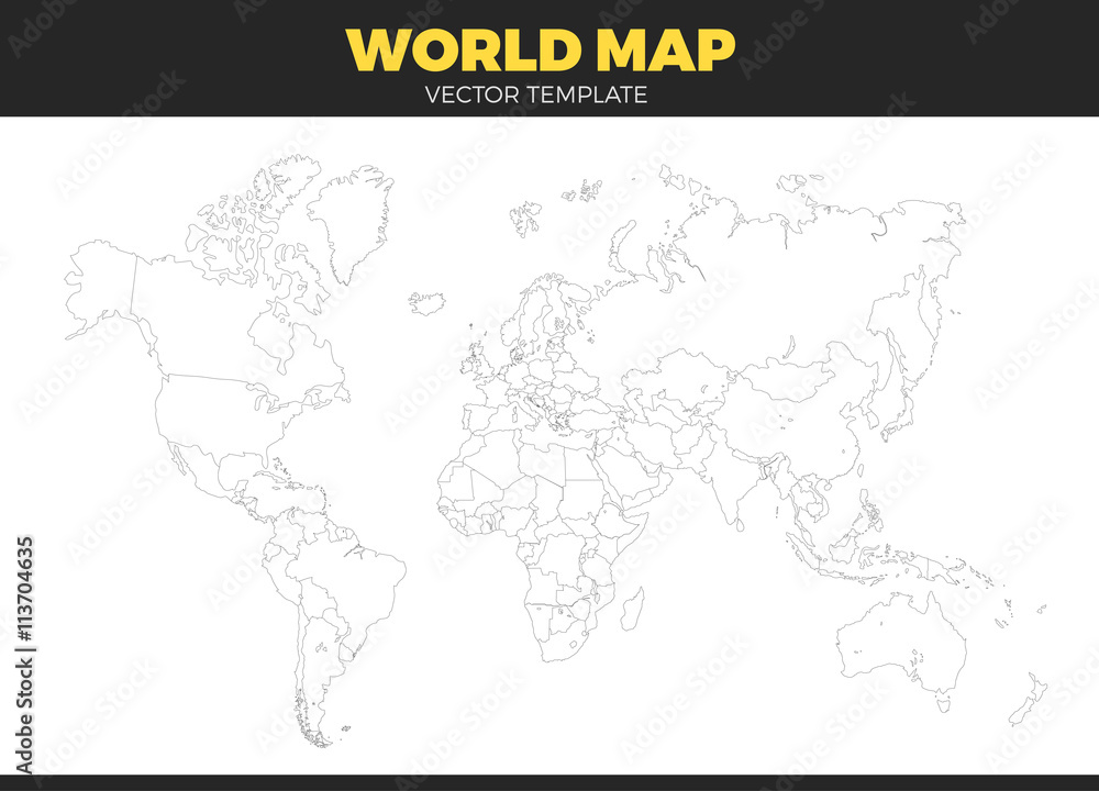 world map contour Stock Vector | Adobe Stock