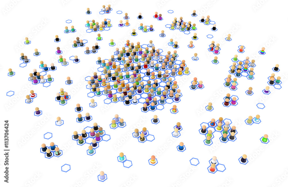 Cartoon Crowd, Cells Fragmented Stock Illustration | Adobe Stock