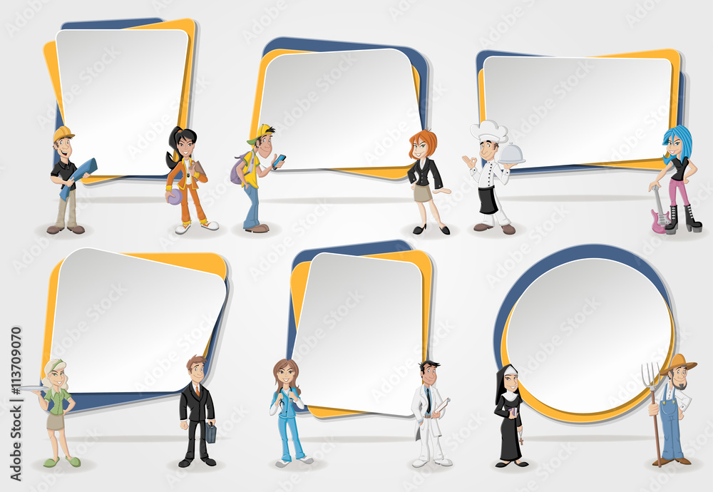 Vector banners / backgrounds with cartoon business people. Design text ...