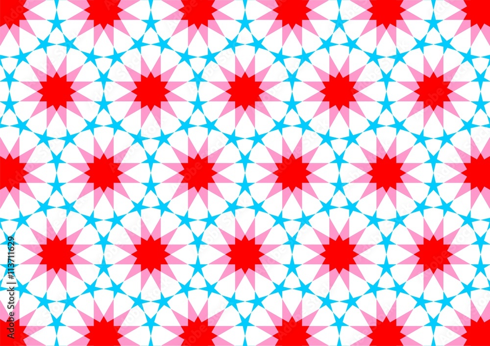 Imitation of Arab tiles with geometric shapes of different colors red ...