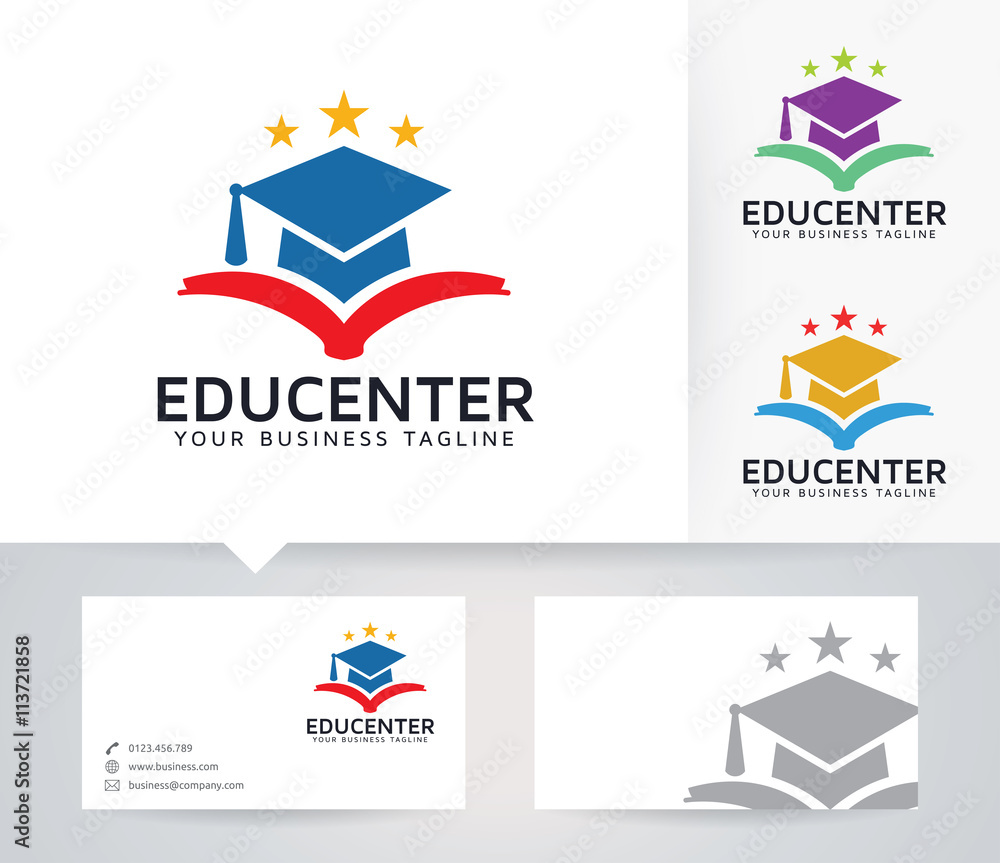 Education Center vector logo with business card template Stock Vector ...