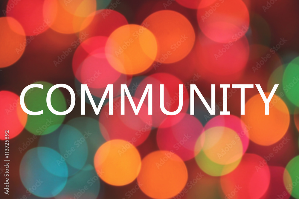 community word on colorful blurred bokeh background Stock Photo | Adobe ...