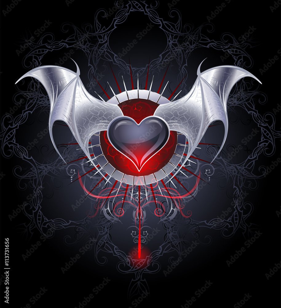 vampire heart on a black background Stock Illustration | Adobe Stock