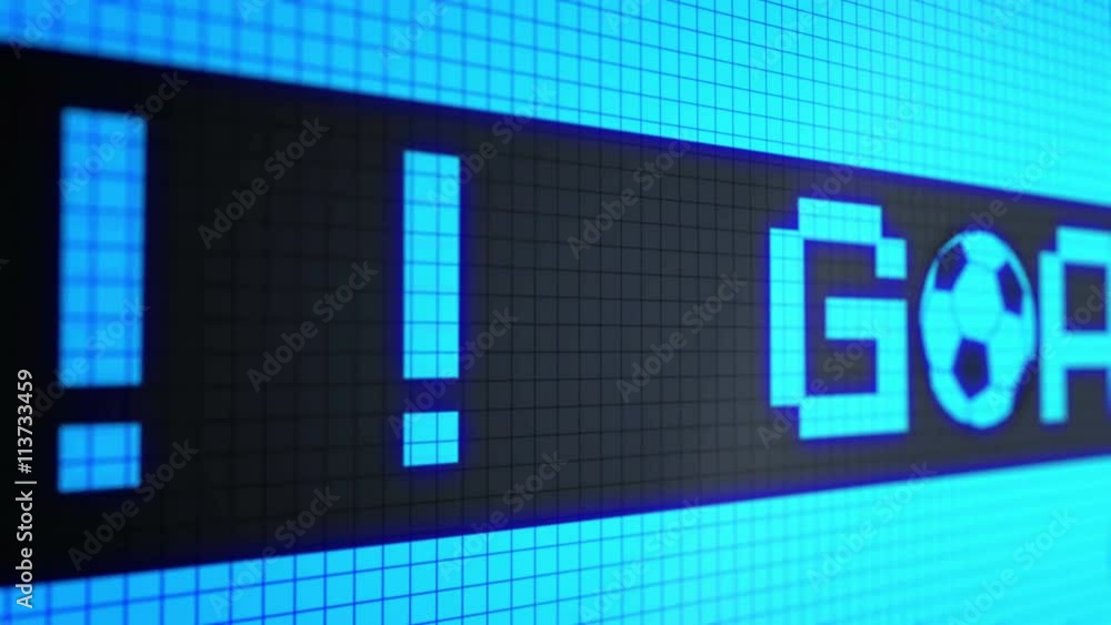 Vidéo Stock Looped animated background with running lines - ticker with text "goal !!!" and ...
