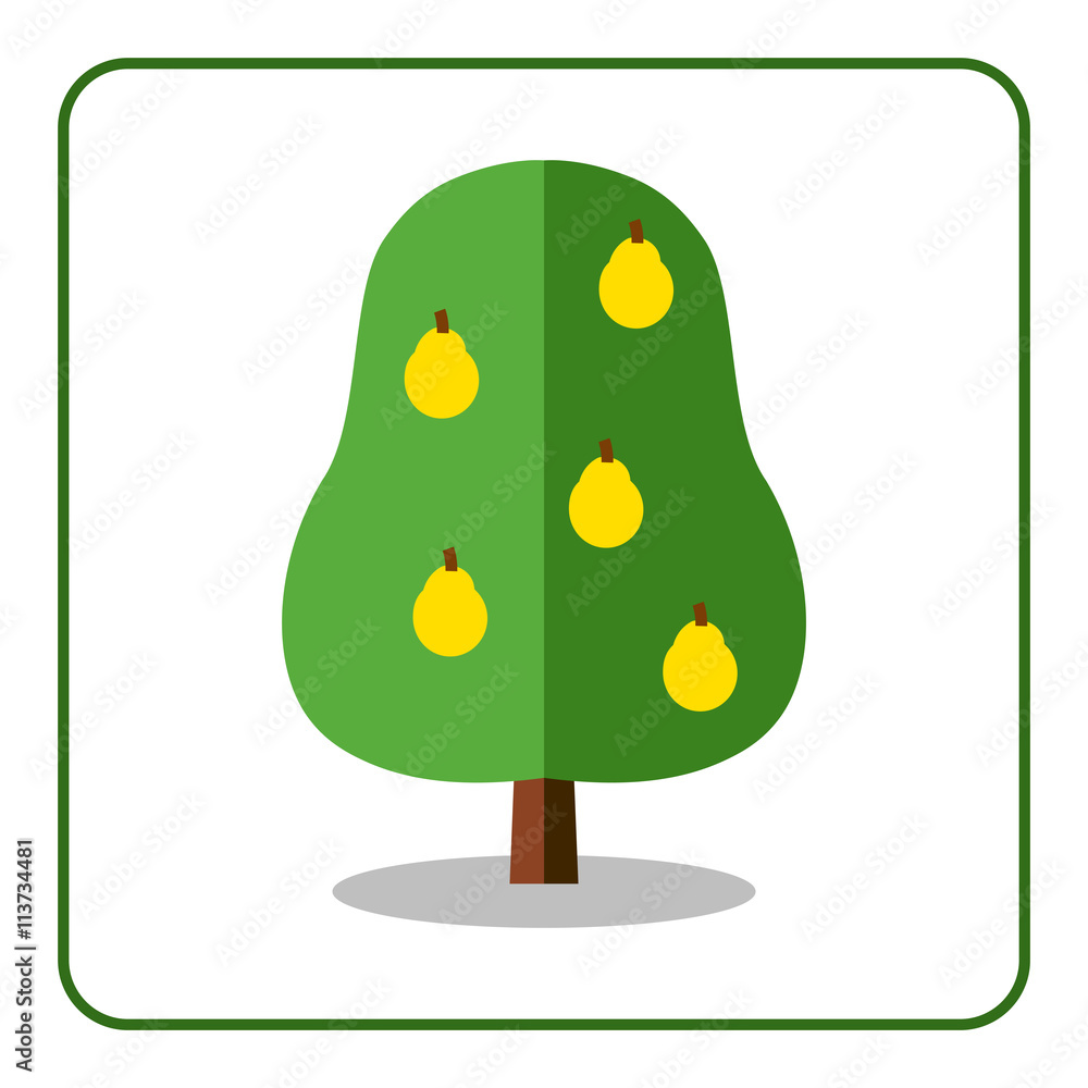 Pear tree icon. Flat sign with fruit. Trendy beautiful floral element ...