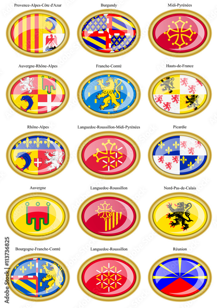 Regions of France flags Stock Vector | Adobe Stock